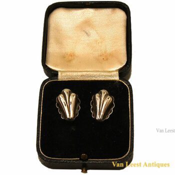 silver plated ear tubes, Art nouveau design.