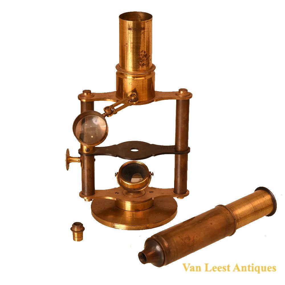 French Double pillar compound microscope - Van Leest Antiques